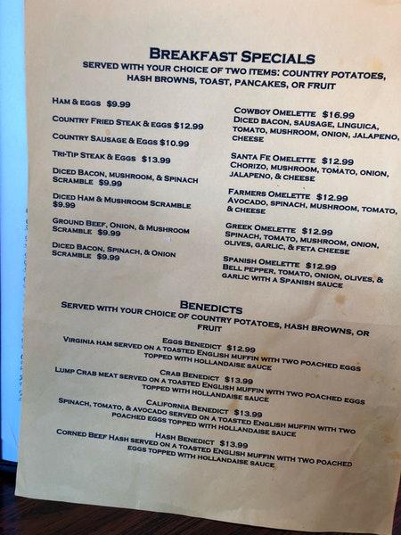 Menu at Longhouse Restaurant, Gilroy, Monterey Hwy