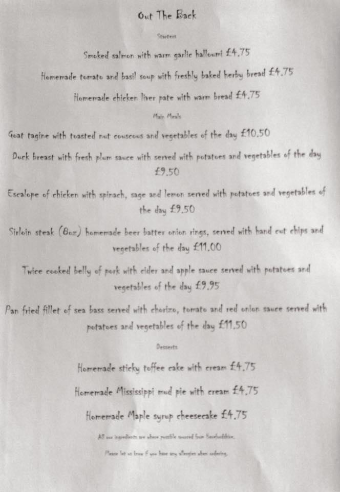 Menu at Ye Olde Tavern, Kington pub & bar, Kington
