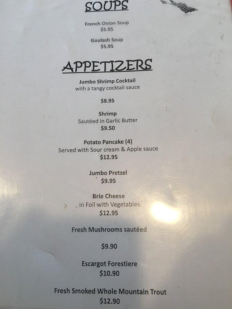 Menu at Bodensee restaurant, Helen, 64 Munich Strasse