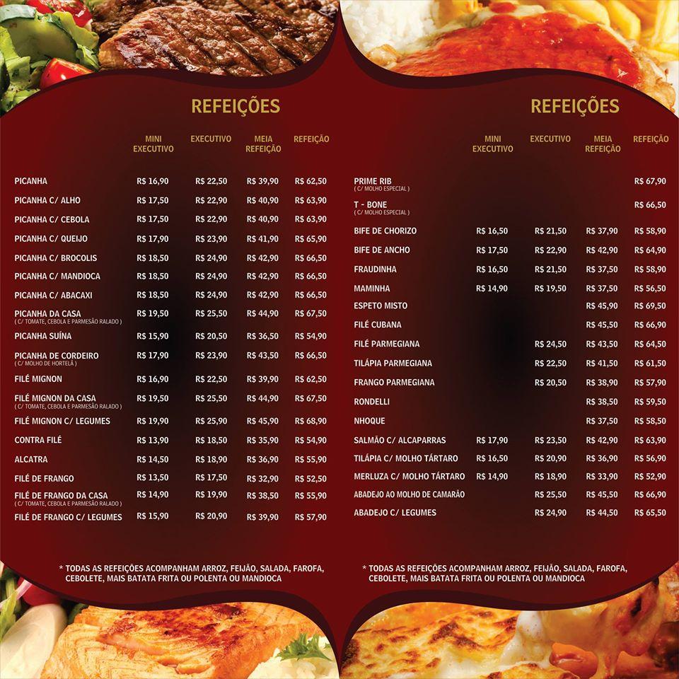Menu at Picanha & Cia restaurant, Jales