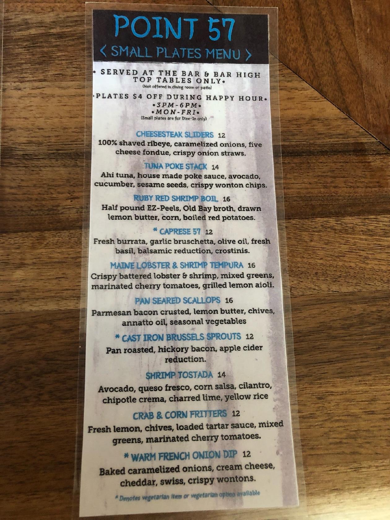 Menu at Point 57 Kitchen & Cocktails restaurant, Cape Coral