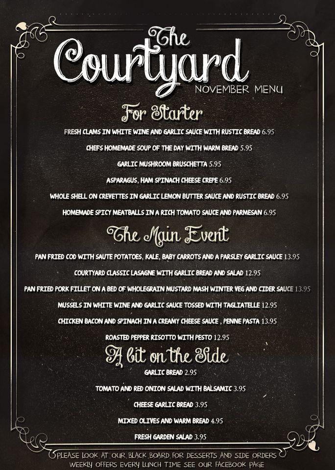 Menu at The Court Yard restaurant, Great Yarmouth