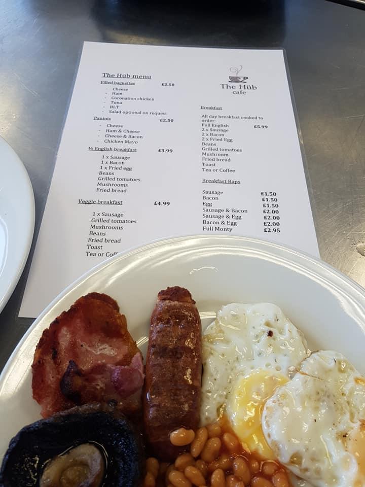 Menu at The Hub Cafe, Plymouth