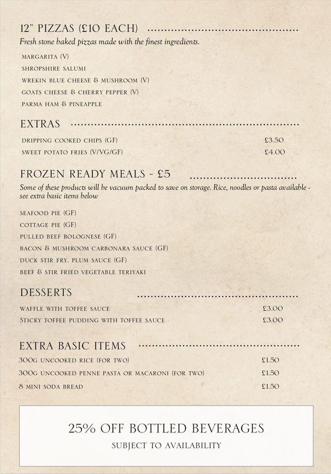 Menu at The New Inn pub & bar, Baschurch