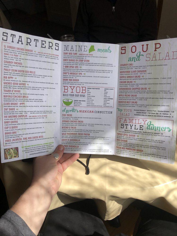 Menu at 302 West Smokehouse & Tavern pub & bar, Fryeburg