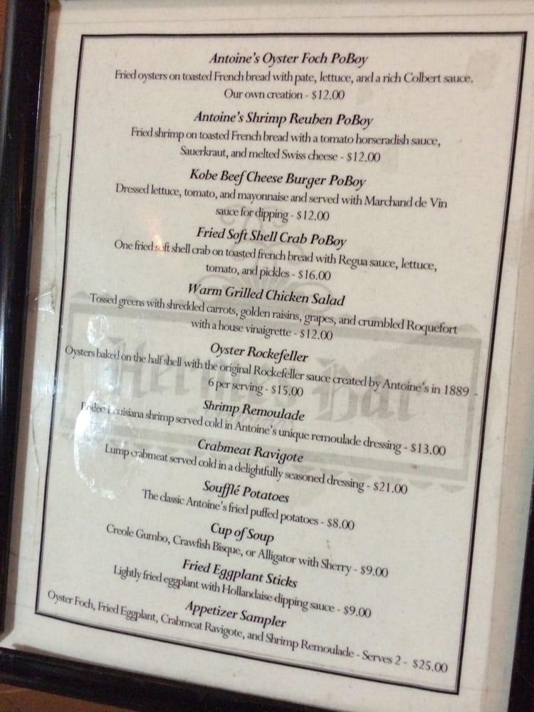 Menu at Hermes Bar, New Orleans, 725 St Louis St