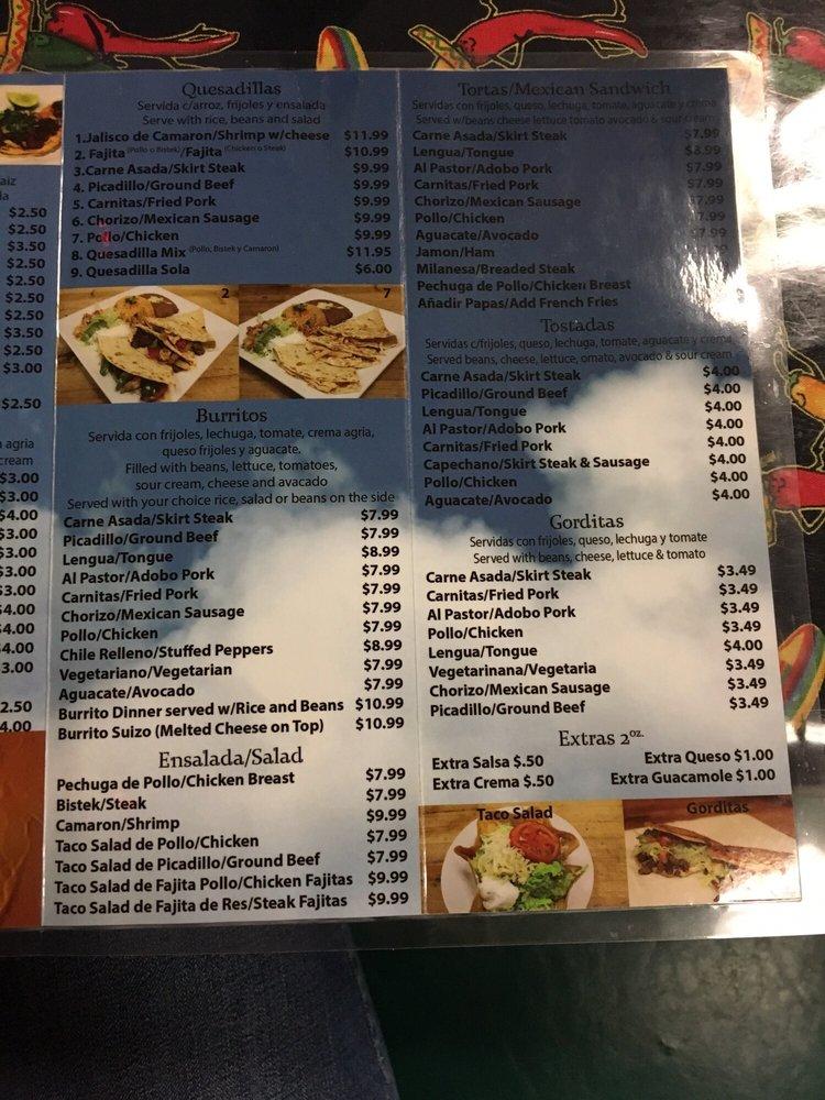 Menu at Taco Lindo restaurant, Naples, Santa Barbara Blvd
