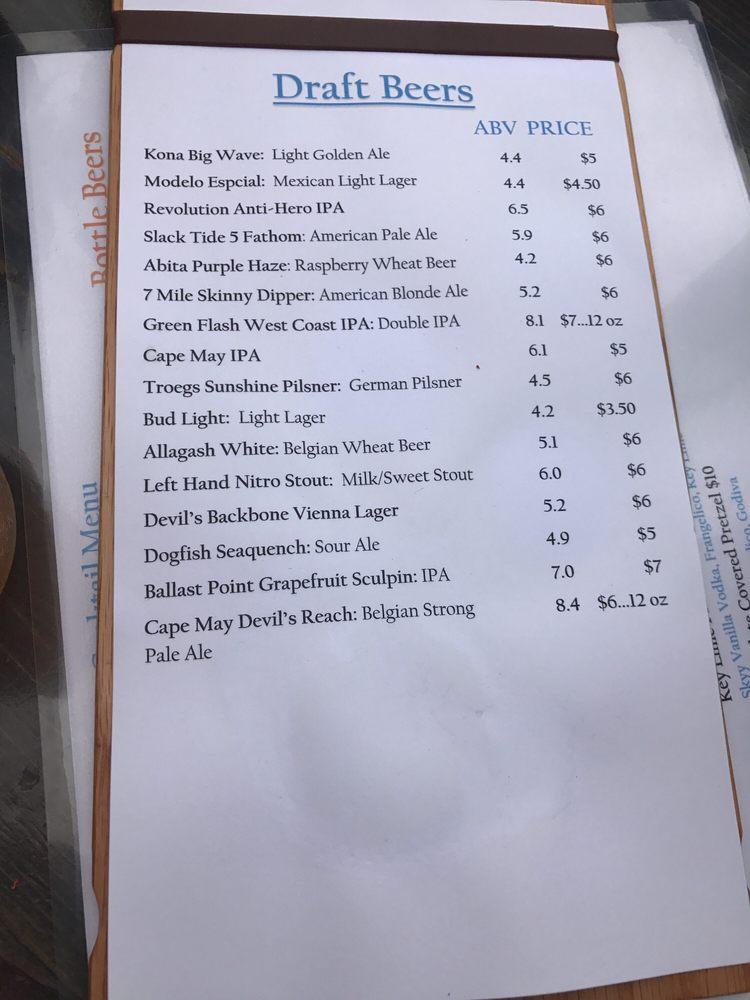Menu at The Watering Hull restaurant, Stone Harbor