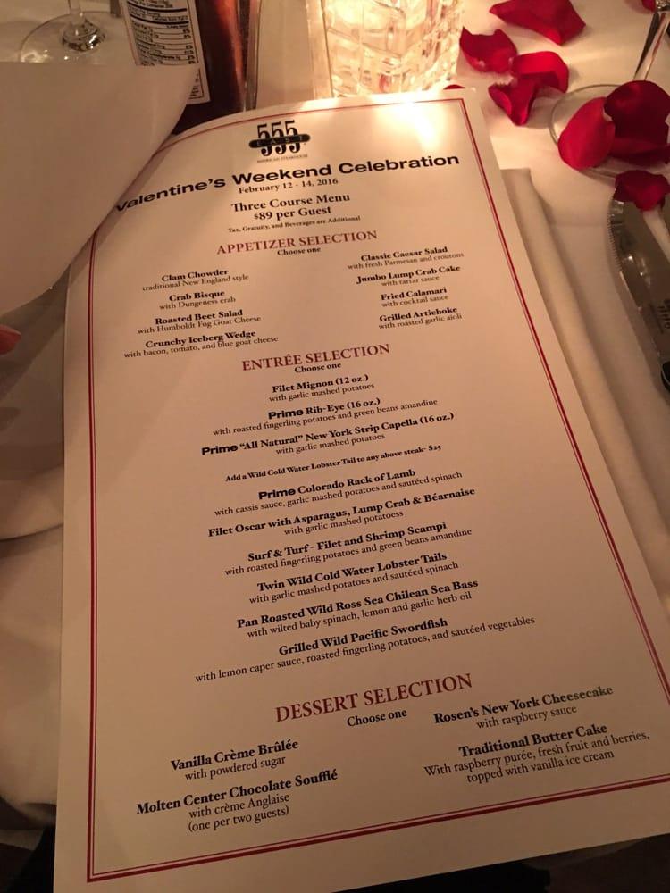 Menu at 555 East American Steakhouse, Long Beach