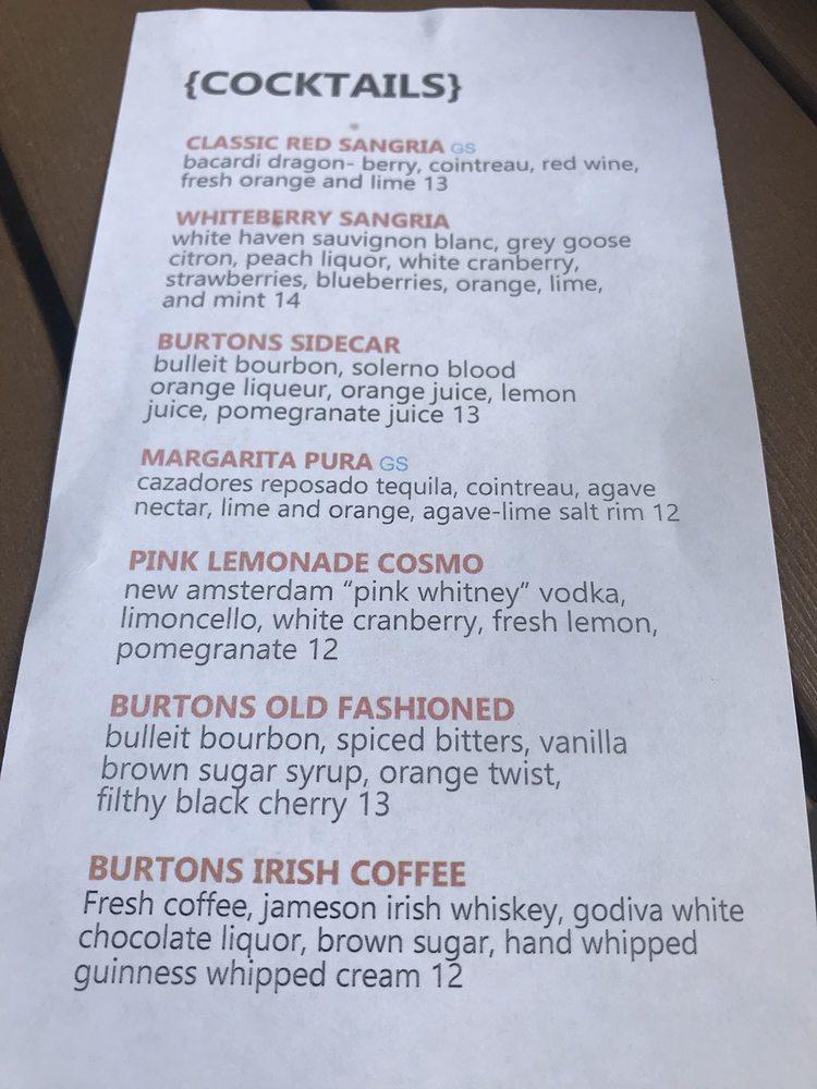 Menu at Burtons Grill & Bar, Boca Raton