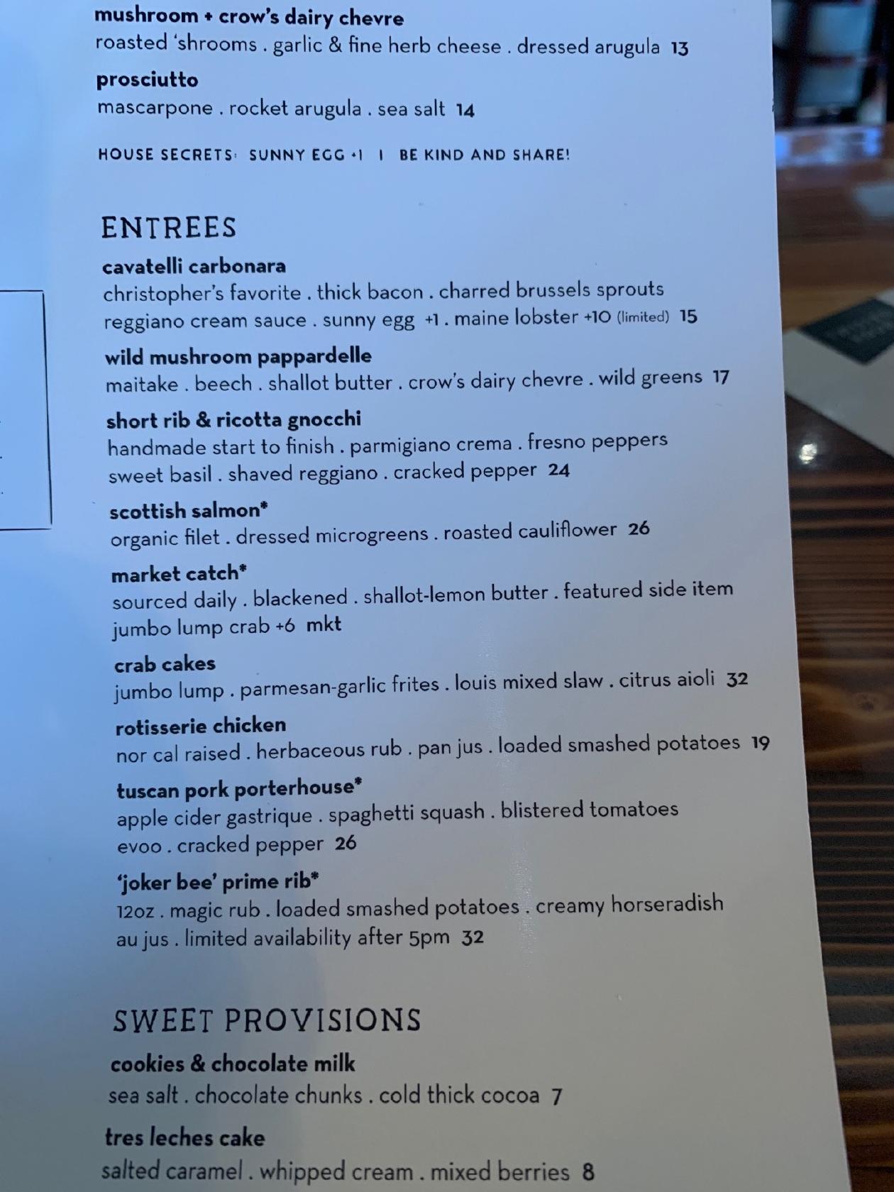 Menu at Collins Bros. Chophouse - Scottsdale pub & bar, Scottsdale
