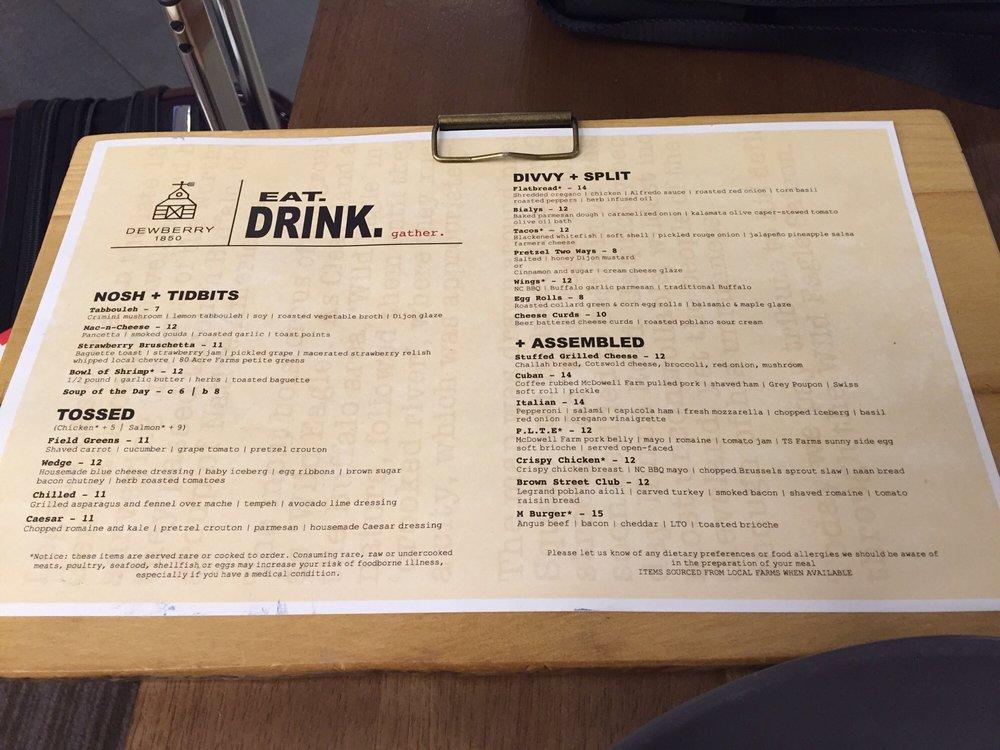Menu at Dewberry 1850 pub & bar, Dayton