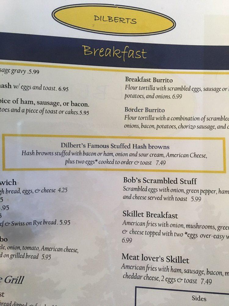 Menu at Dilbert's restaurant, Interlochen