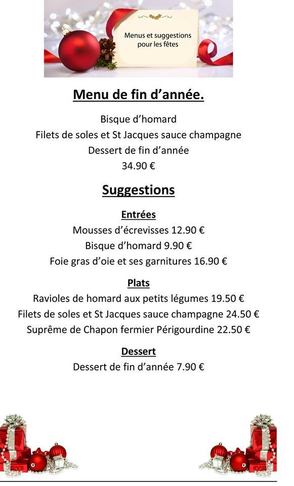 Menu at Le Belle Vue, Anderlecht