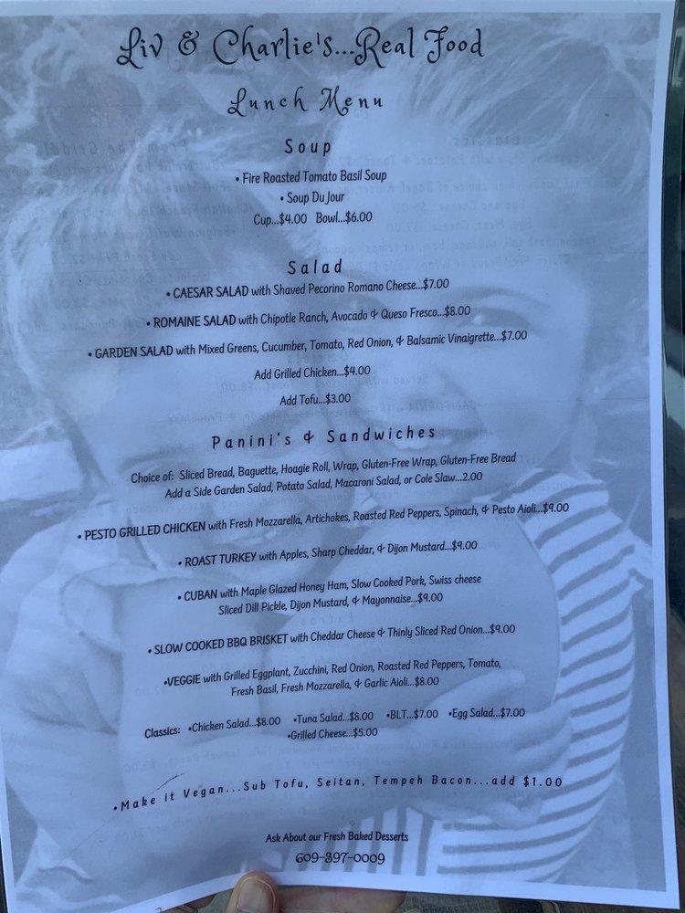 Menu at Liv & Charlie's...Real Food restaurant, Lambertville