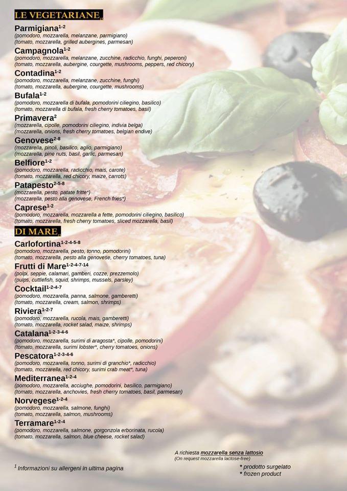 Menu at Nababbo's Pizza pizzeria, Oristano, Via Martiri di Belfiore