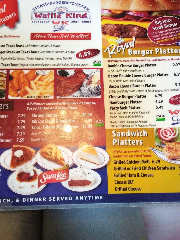 Menu at Royal Waffle King restaurant, Murphy