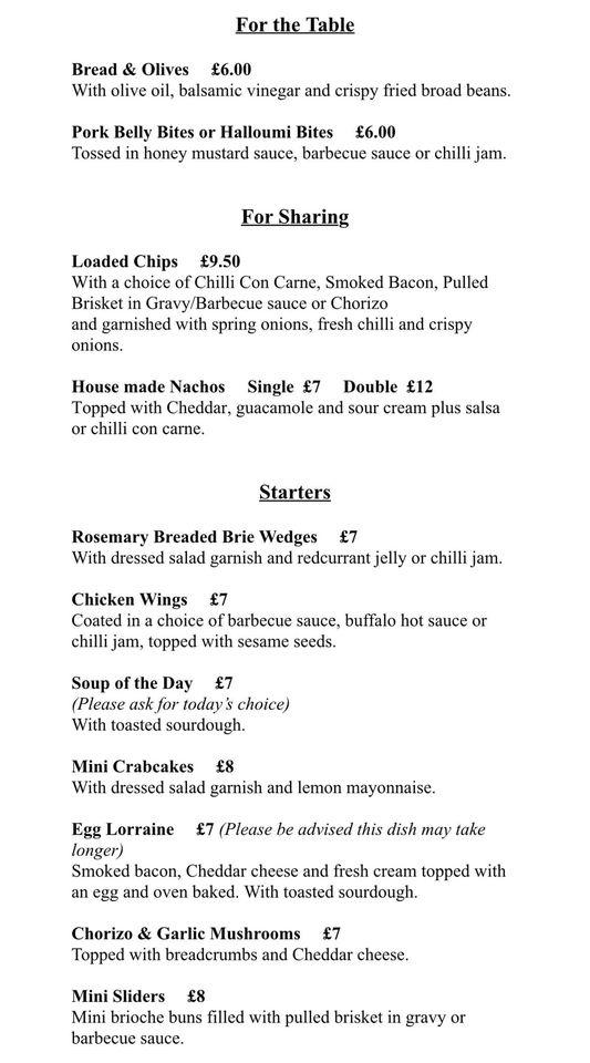 Menu at The Monument pub & bar, Whitstable