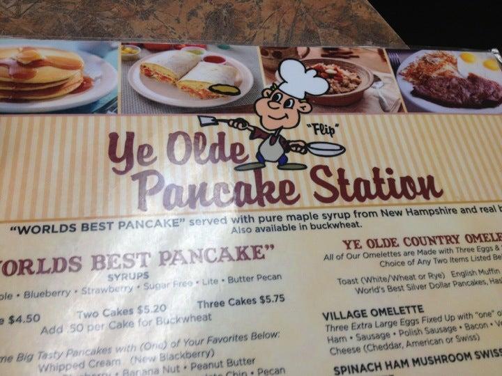 Menu at Ye Olde Pancake Station restaurant, Amarillo