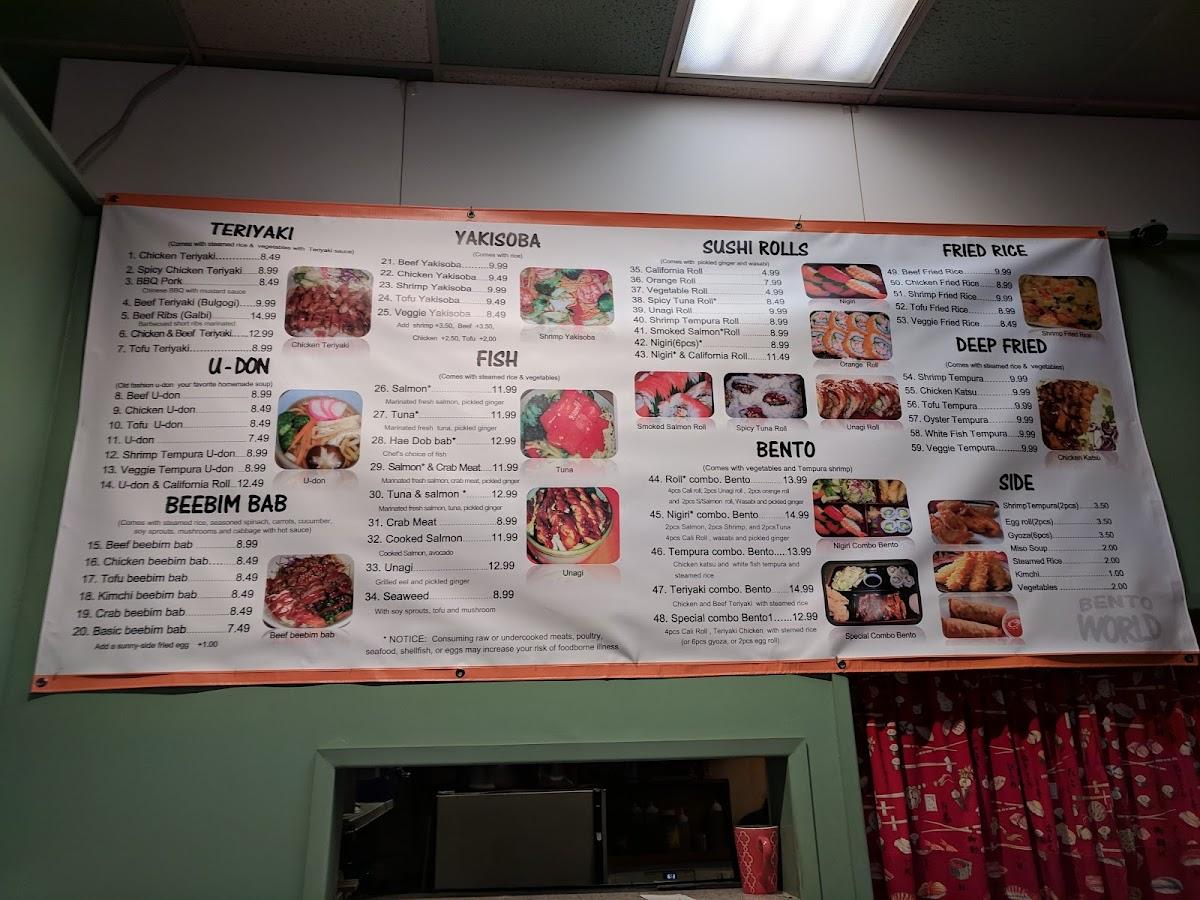 Menu at Bento World Sushi & Teriyaki restaurant, Seattle