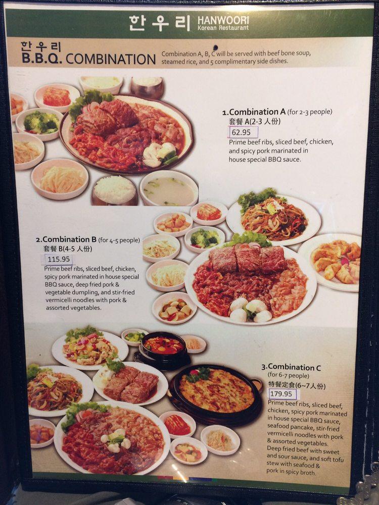 Menu at Hanwoori Korean Restaurant, Burnaby