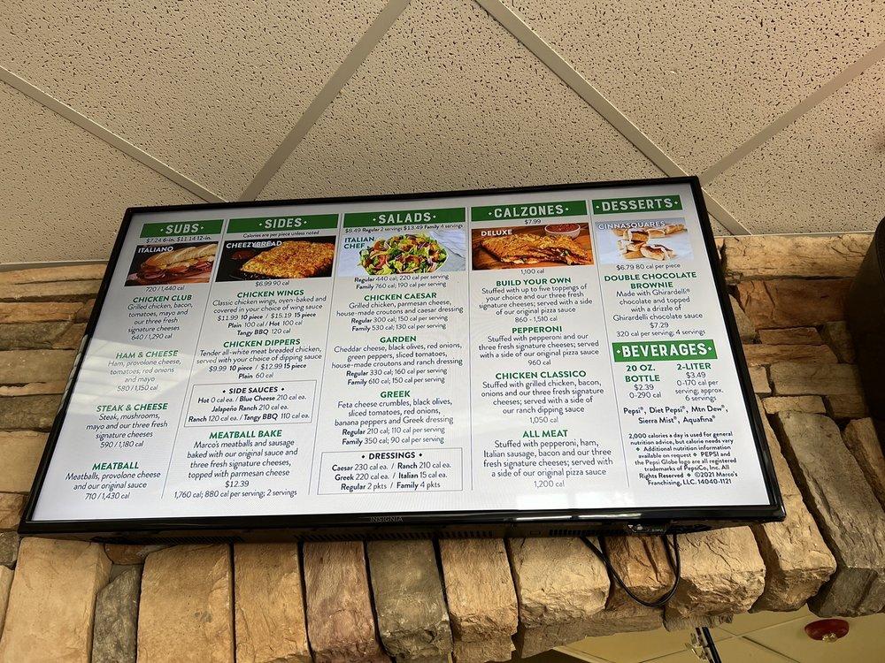 Menu at Marco's Pizza pizzeria, Hemet