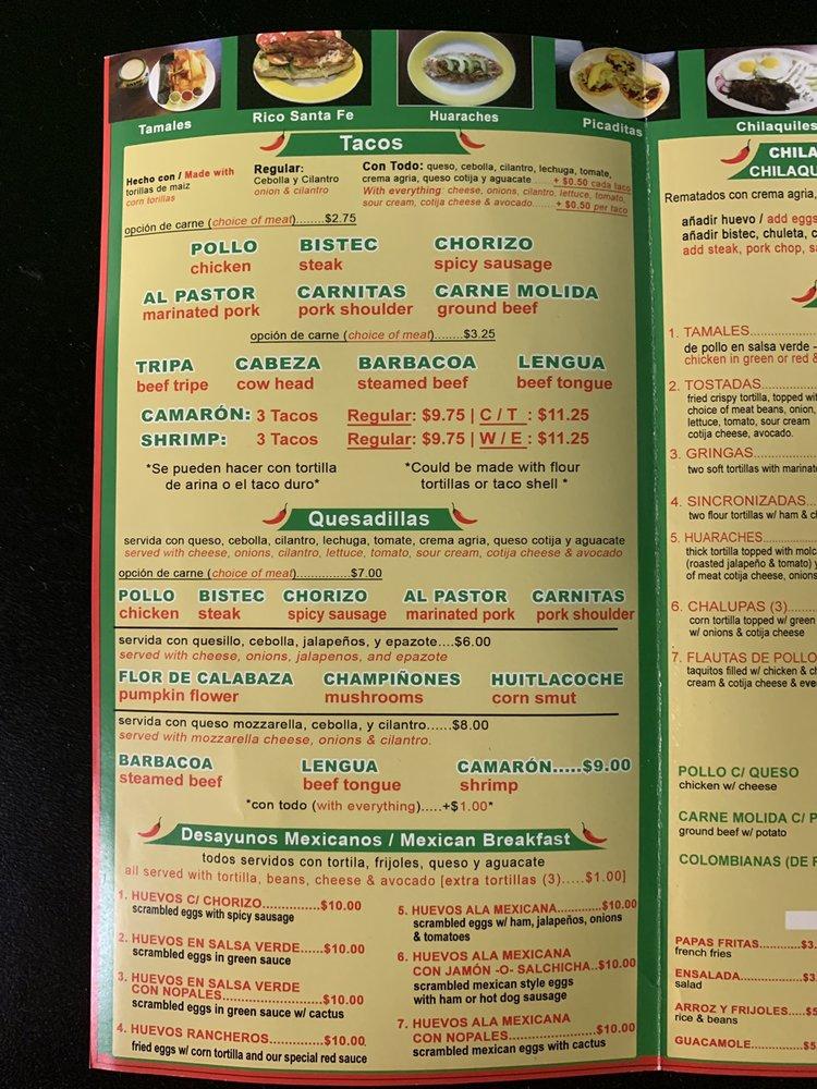 Menu at Rico Taco Mex 2 restaurant, Keansburg