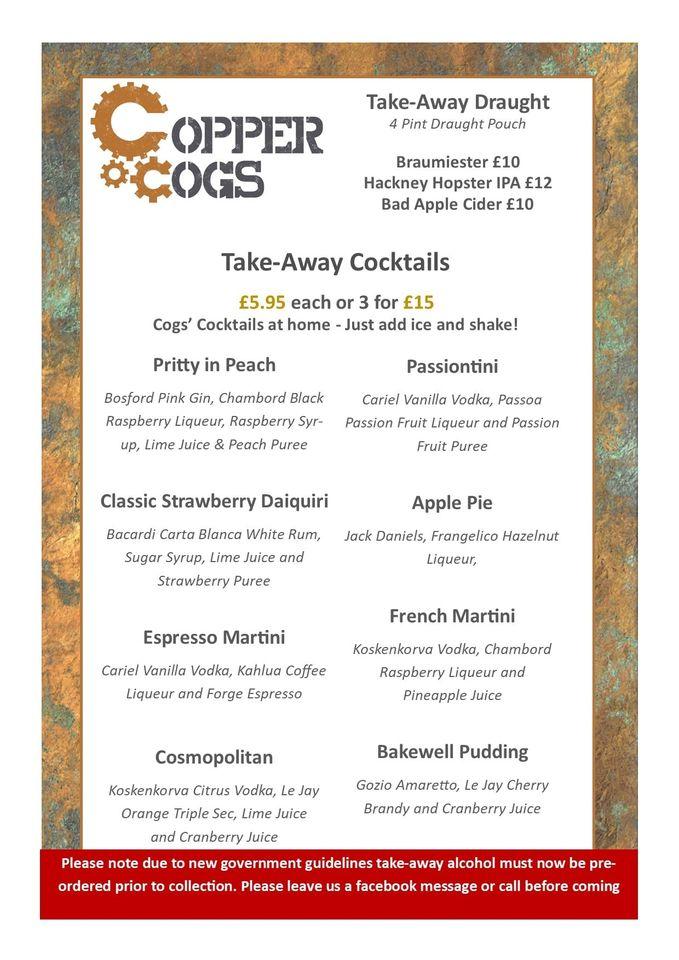 Menu at Copper Cogs restaurant, Long Eaton