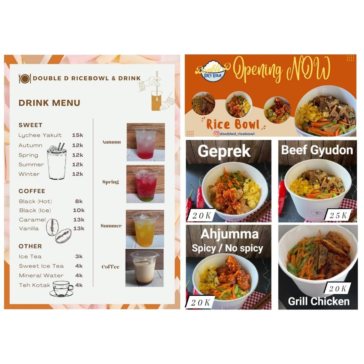 Menu at Double D Rice Bowl restaurant, Karawang
