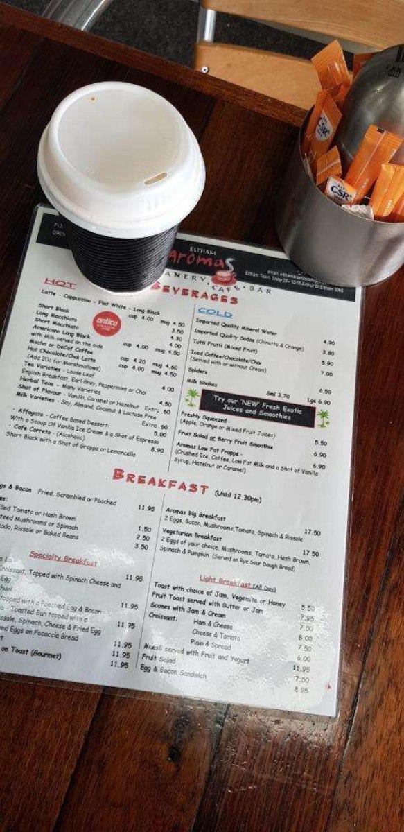 Menu at Cafe Aromas Eltham, Eltham