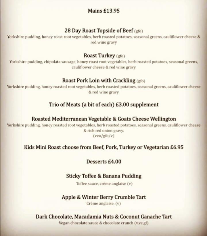 Menu at Generous Briton pub & bar, Costock, 14 Main St