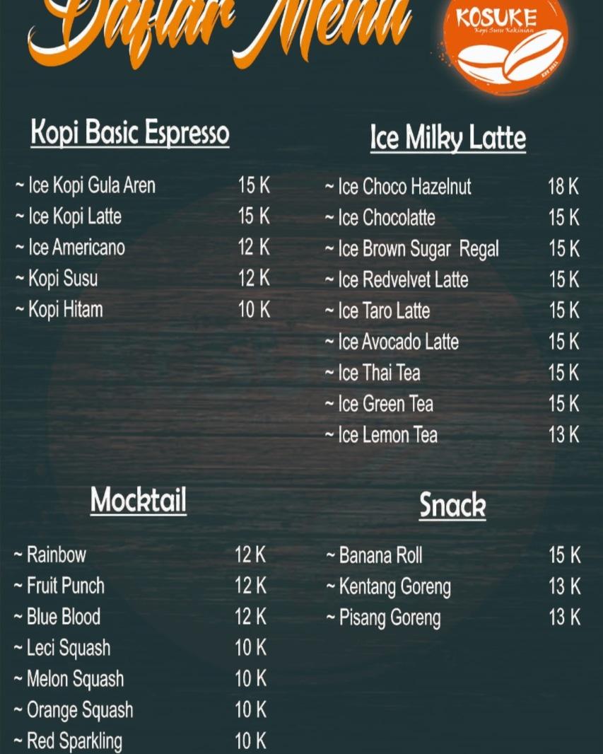 Menu at KOSUKE, Empoang