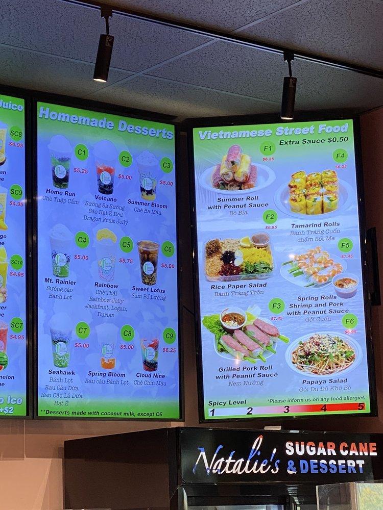Menu at Natalie’s Sugar Cane & Dessert pub & bar, Tukwila
