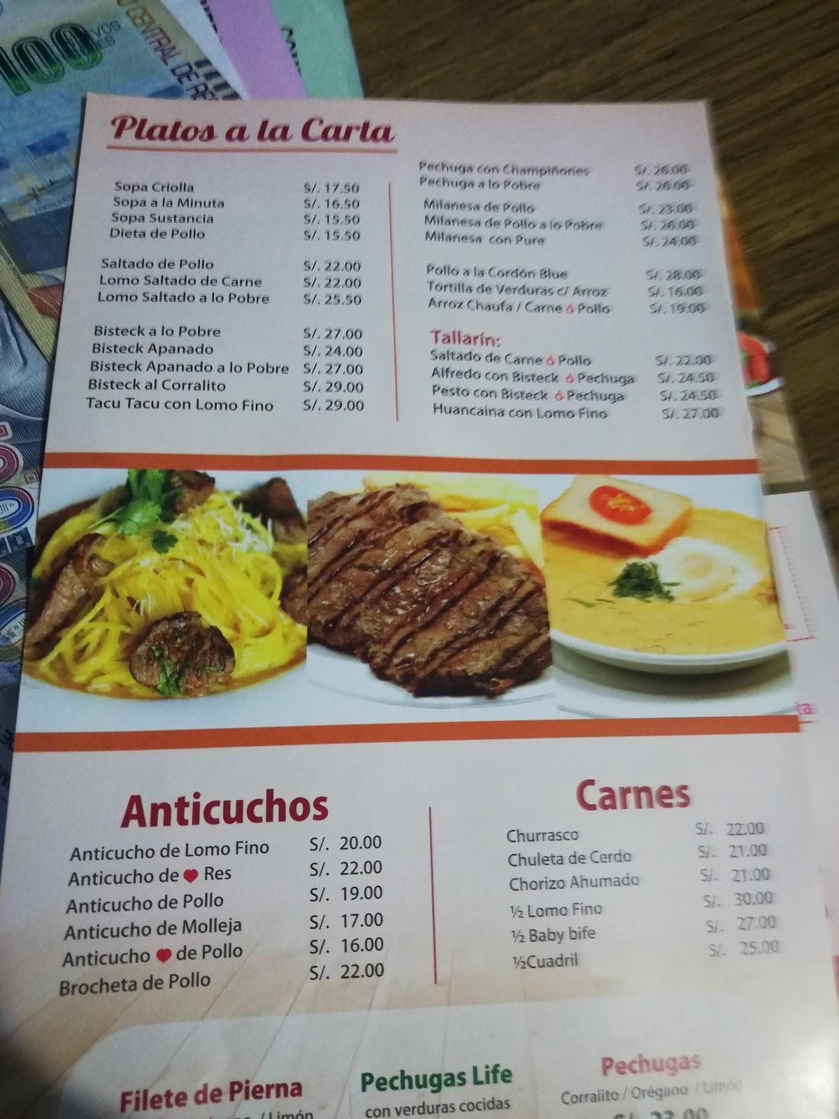 Carta de Pollería y parrillas Corralito, Imperial