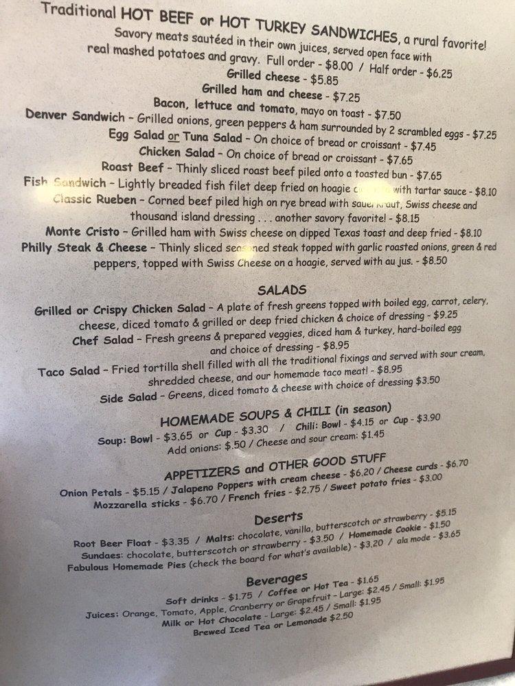 Menu at Red Brick Cafe, Barronett
