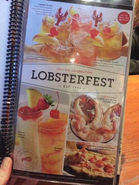 Menu at Red Lobster restaurant, Winchester