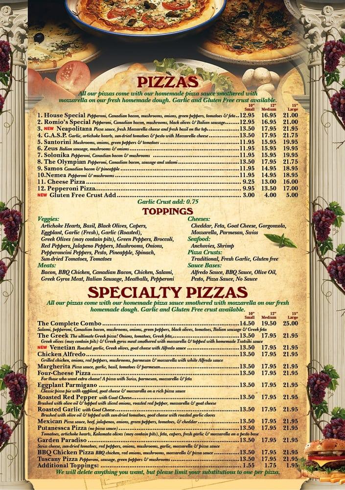 Menu at Romio's Pizza & Pasta pizzeria, Everett, Colby Ave