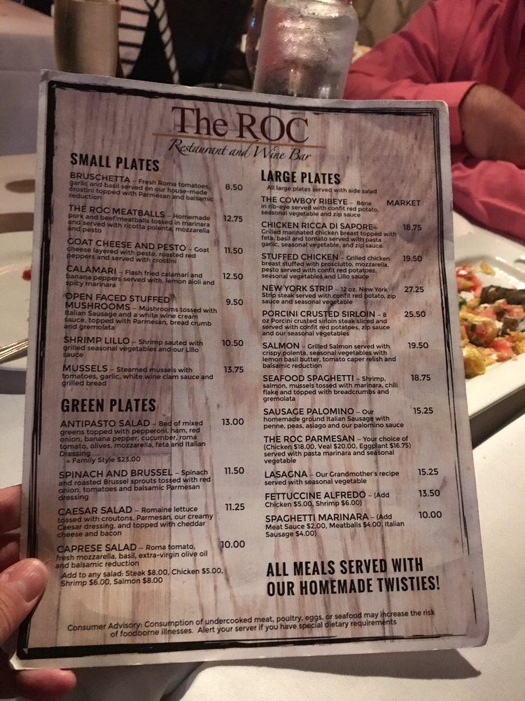 Menu at Salute Special Events/ The Roc Restaurant & Wine Bar, Flat Rock