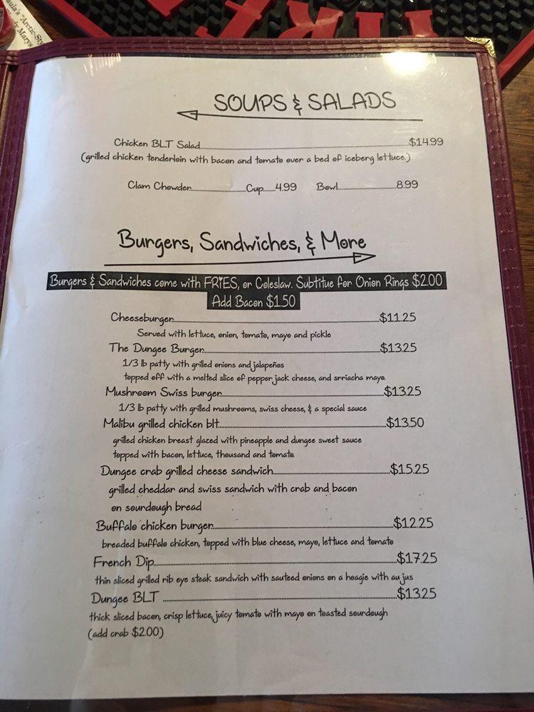 Menu at Arctic Bar, Ketchikan