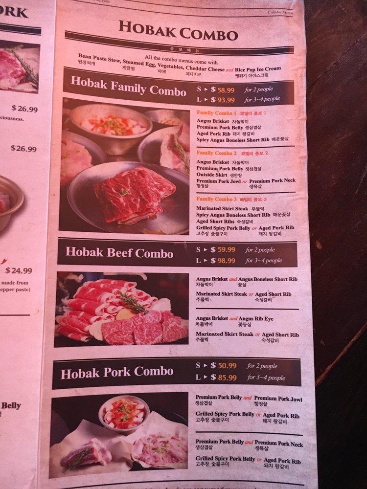 Menu at Hobak Korean BBQ, Las Vegas