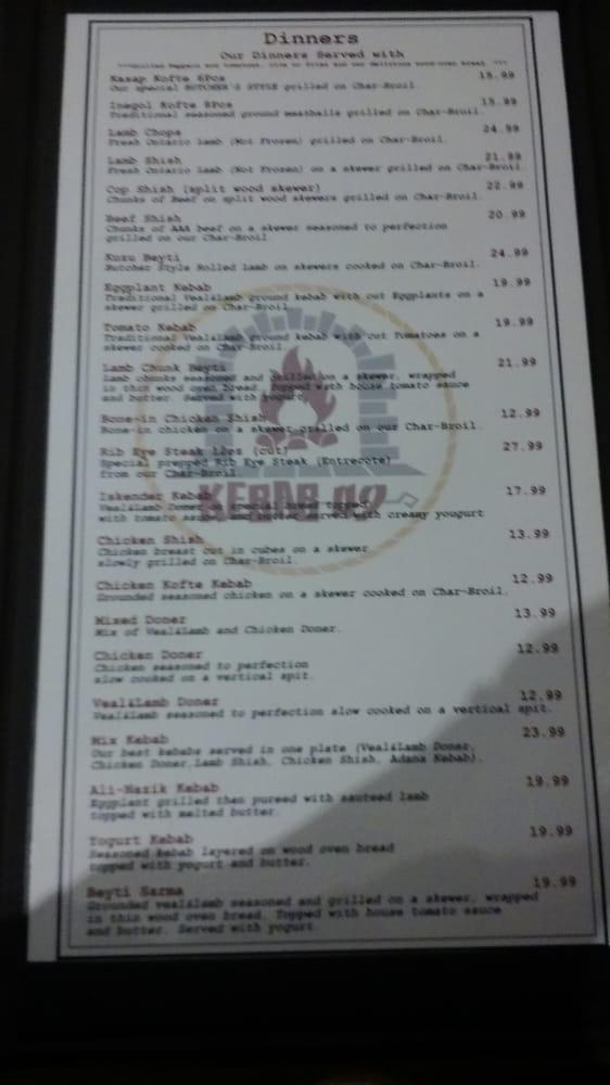 Menu at Kebab 49 - Turkish Restaurant, Toronto