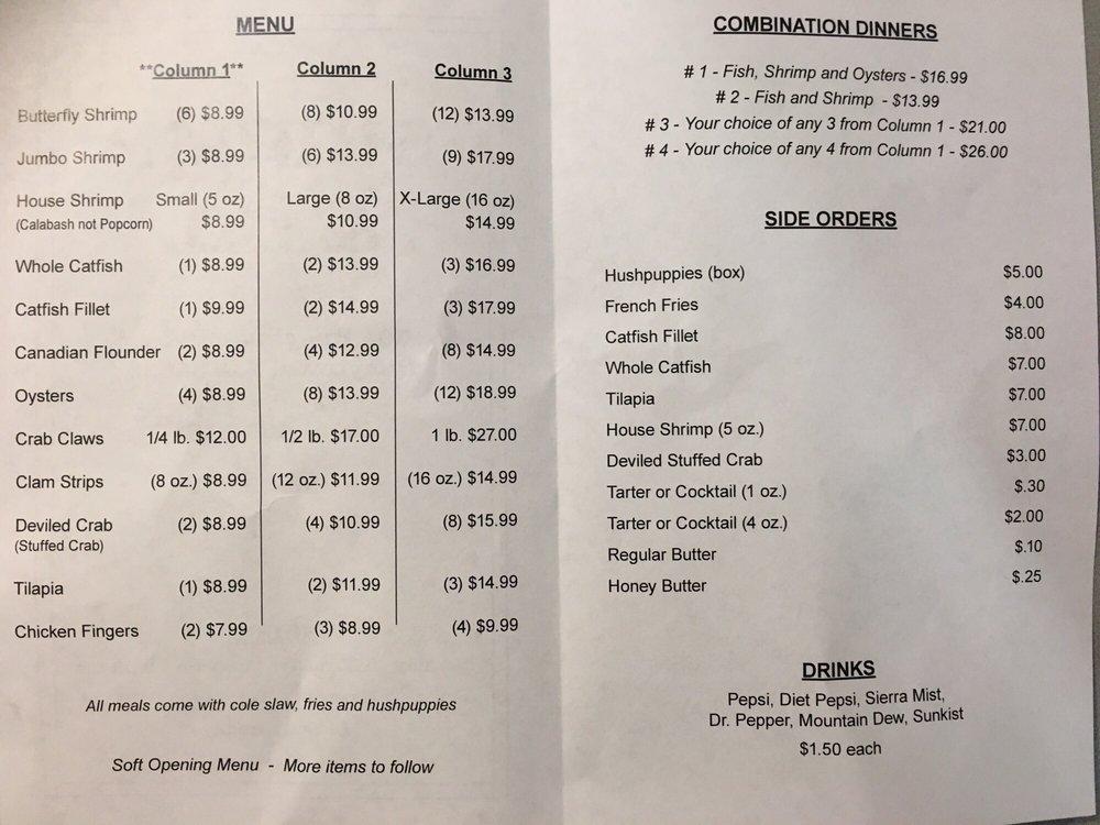 Menu at Shrimp and Company restaurant, Hueytown