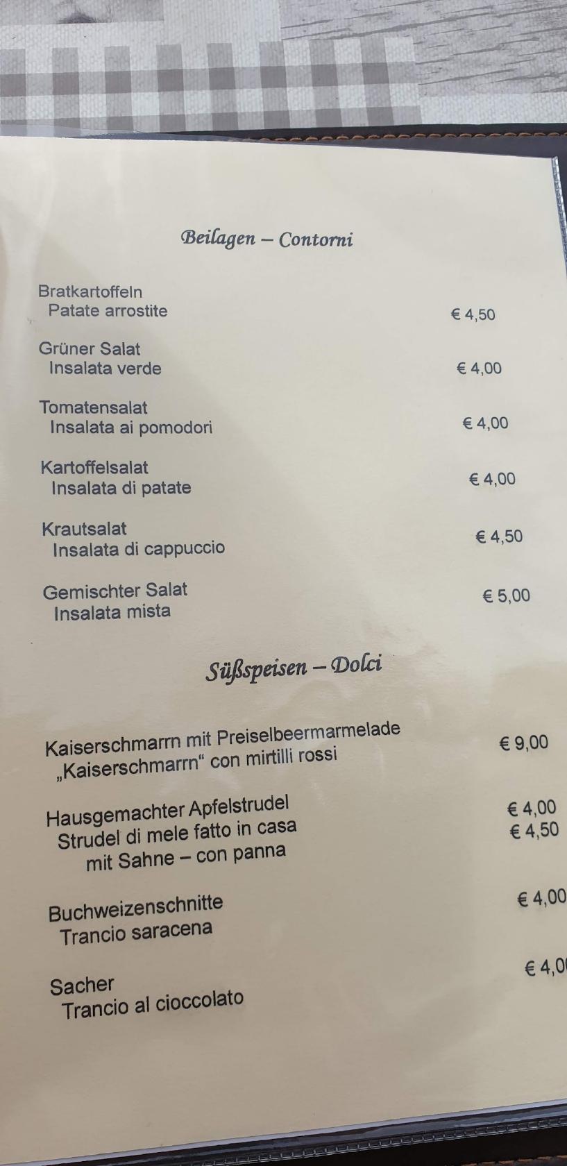 Speisekarte von Stauderhof restaurant, Innichen, Via Monte S. Candido