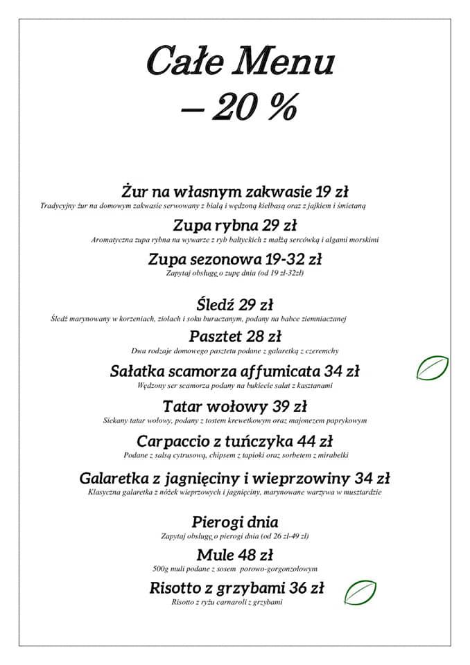 Menu at Bulaj pub & bar, Sopot