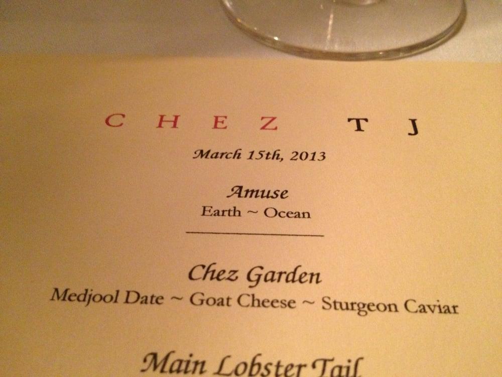 Menu at Chez TJ restaurant, Mountain View