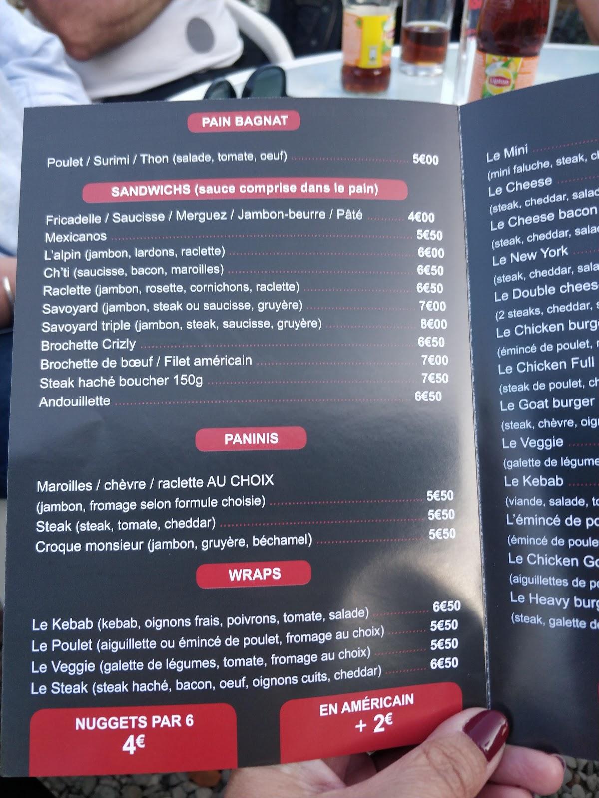 Menu au L'Addict pub et bar, Avesnes-le-Comte