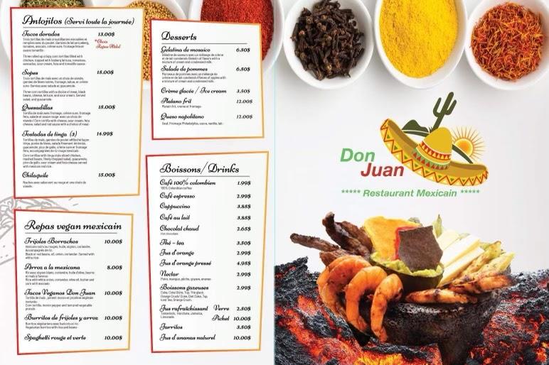Carta de Restaurant Don Juan, Montréal