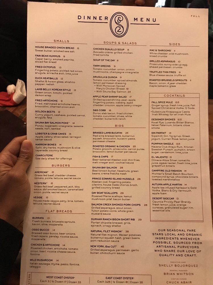 Menu at Saint & Second pub & bar, Long Beach