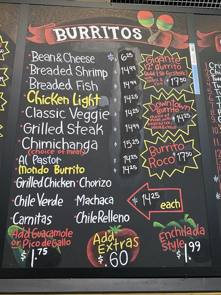 Menu at Taco Roco restaurant, Paso Robles, Theatre Dr # 700