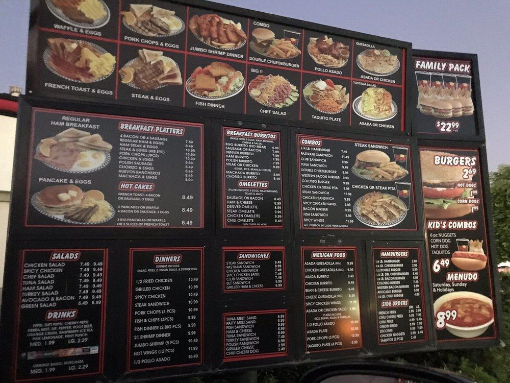 Menu at Tams Super Burgers restaurant, Whittier